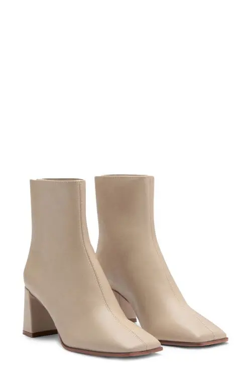 Mango Block Heel Bootie - Ecru