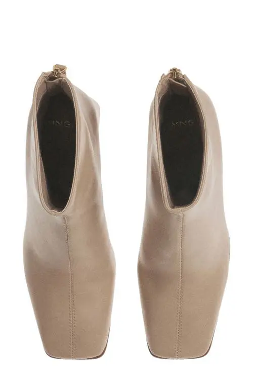Mango Block Heel Bootie - Ecru