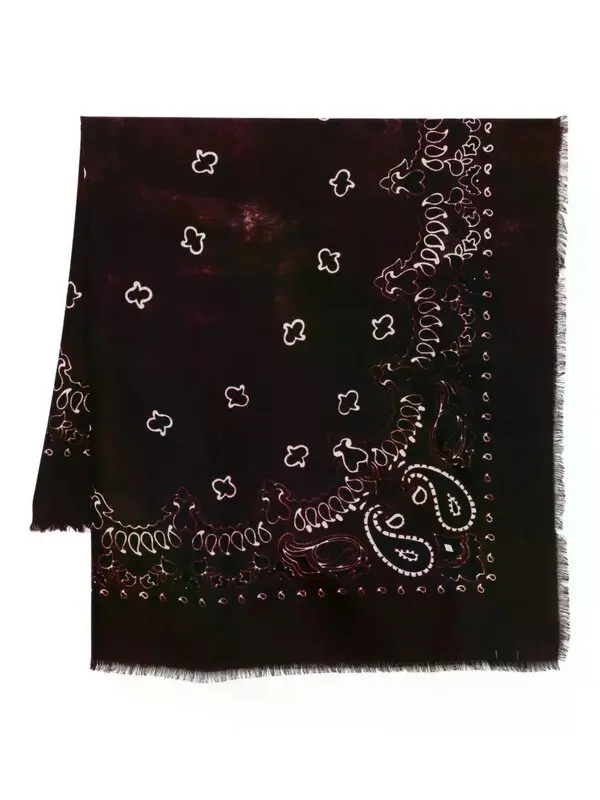 Destin Frayed-trim Scarf - Red
