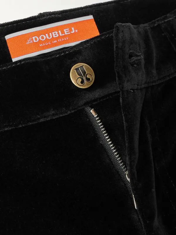 La DoubleJ Cotton-velvet Wide-leg Pants - Black