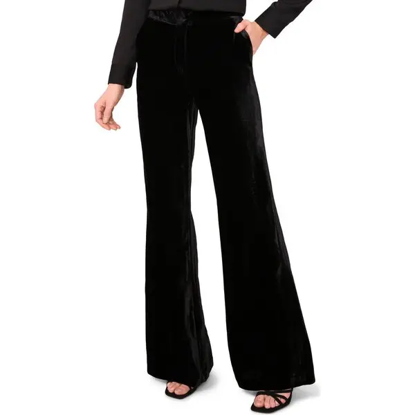 Ted Baker London Wide Leg Velvet Trousers - Rich Black