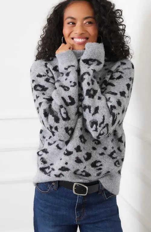 Karen Kane Metallic Leopard Crewneck Pullover