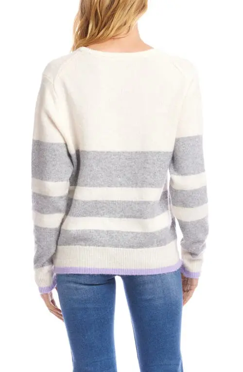 Karen Kane Striped V-neck Pullover Sweater