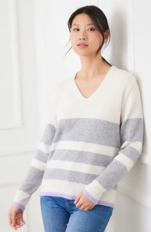 Karen Kane Striped V-neck Pullover Sweater