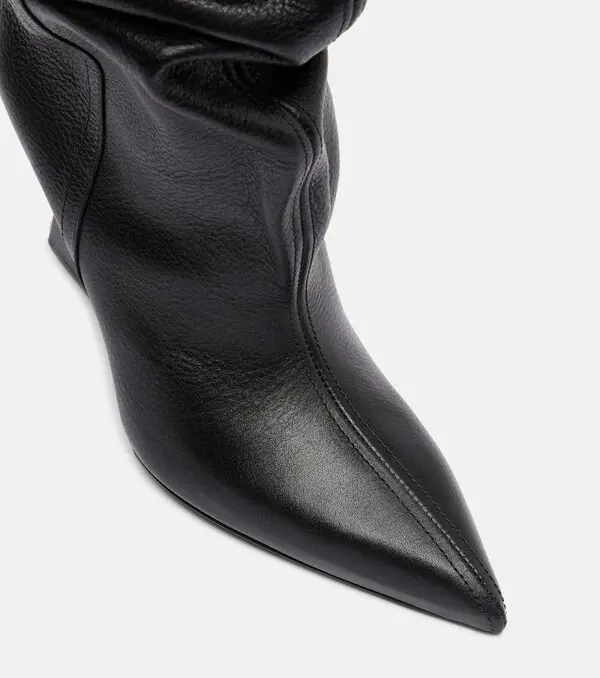Balmain 95 Leather Wedge Over-the-knee Boots