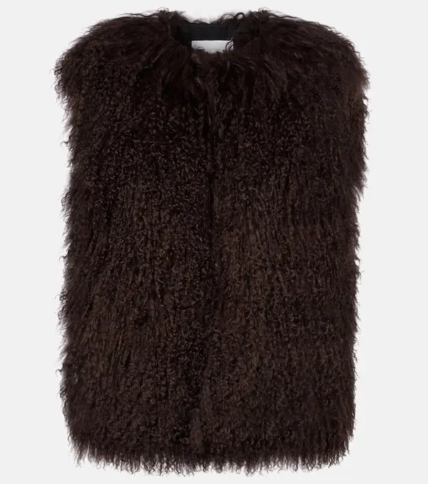 YVES SALOMON Shearling Vest - Brown