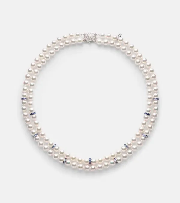 Mikimoto 18kt Gold Akoya Pearl And Sapphire Necklace - White