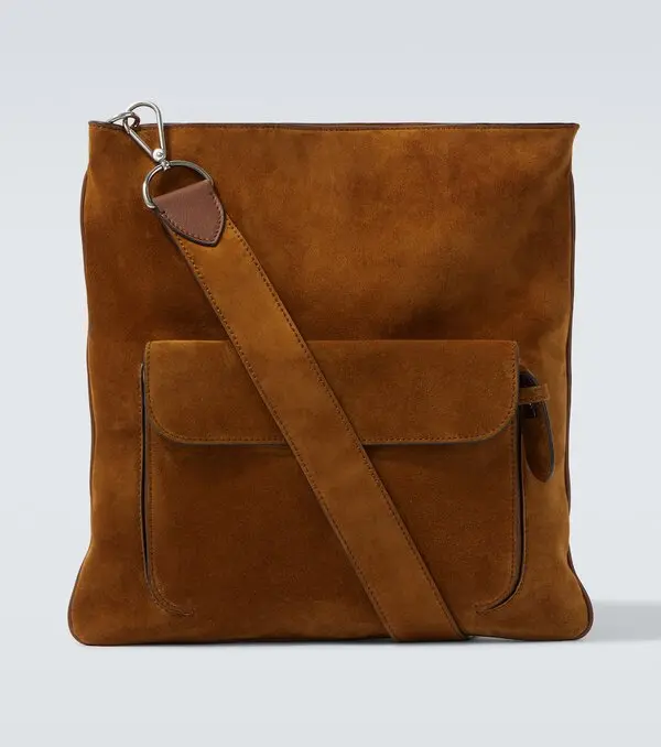 METIER Slide Suede Messenger Bag - Brown
