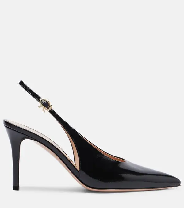 GIANVITO ROSSI Robbie 85 Leather Slingback Pumps - Black