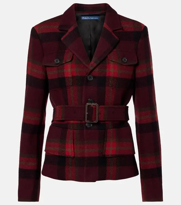 Polo Ralph Lauren Plaid Wool-blend Tweed Blazer - Red