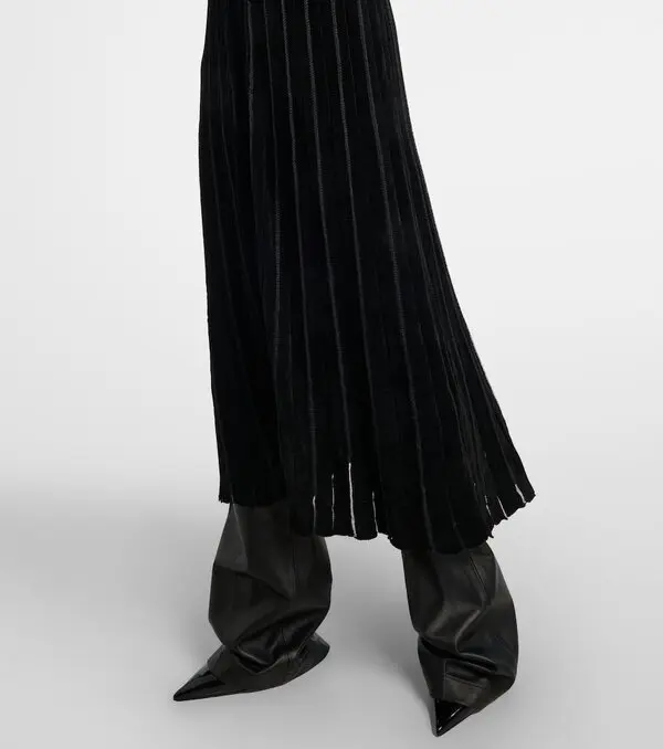 Blumarine Shearling-trimmed Striped Cardigan