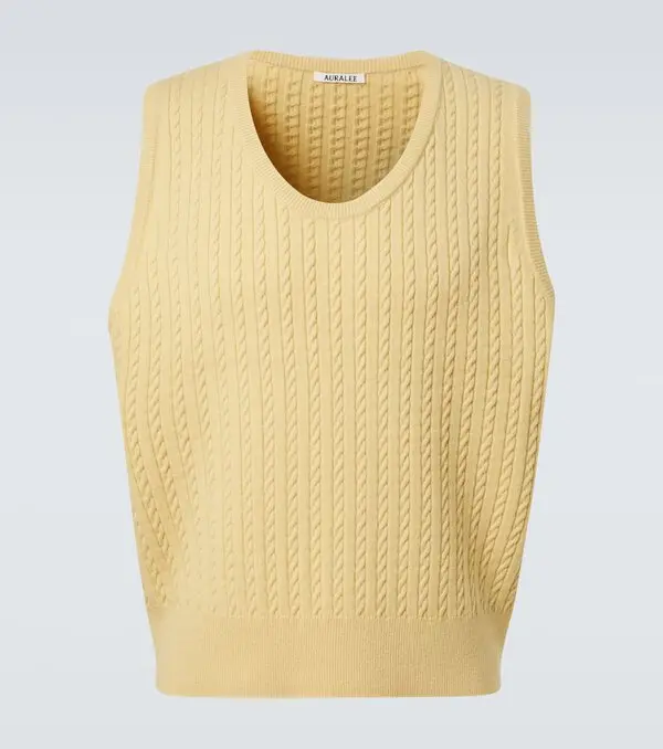 Auralee Cable-knit Wool Vest