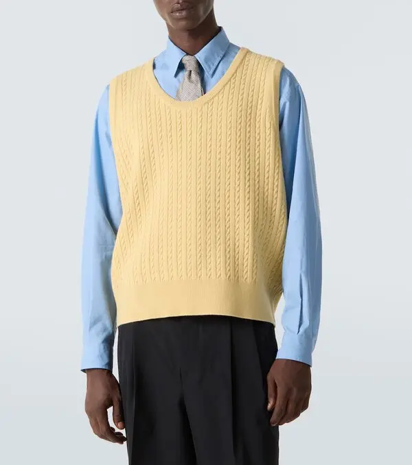 Auralee Cable-knit Wool Vest