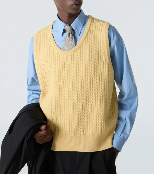 Auralee Cable-knit Wool Vest