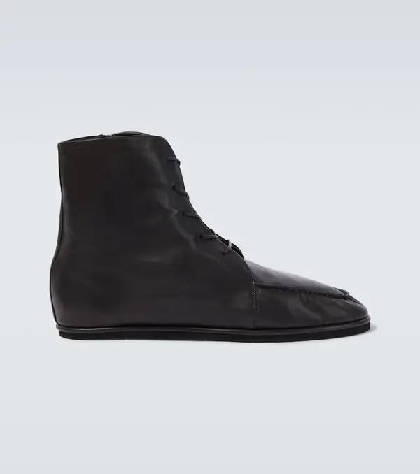 Auralee Leather Derby Boots - Black