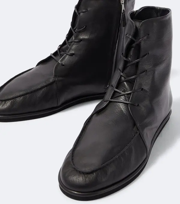 Auralee Leather Derby Boots - Black