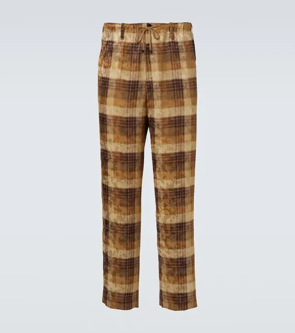 Dries Van Noten Checked Jacquard Straight Pants - Beige