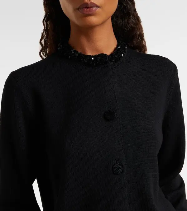JIL SANDER Sequined Virgin Wool Cardigan