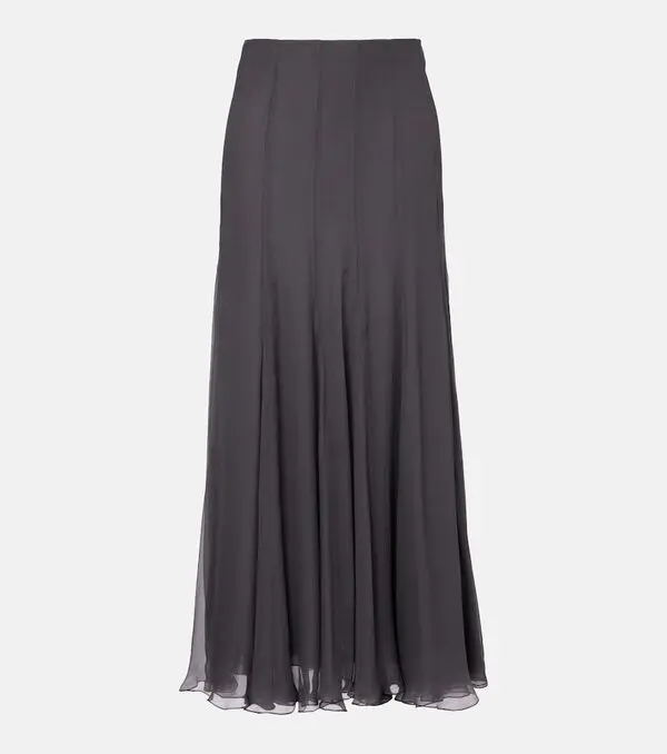 Chloé Paneled High-rise Silk Muslin Maxi Skirt - Grey