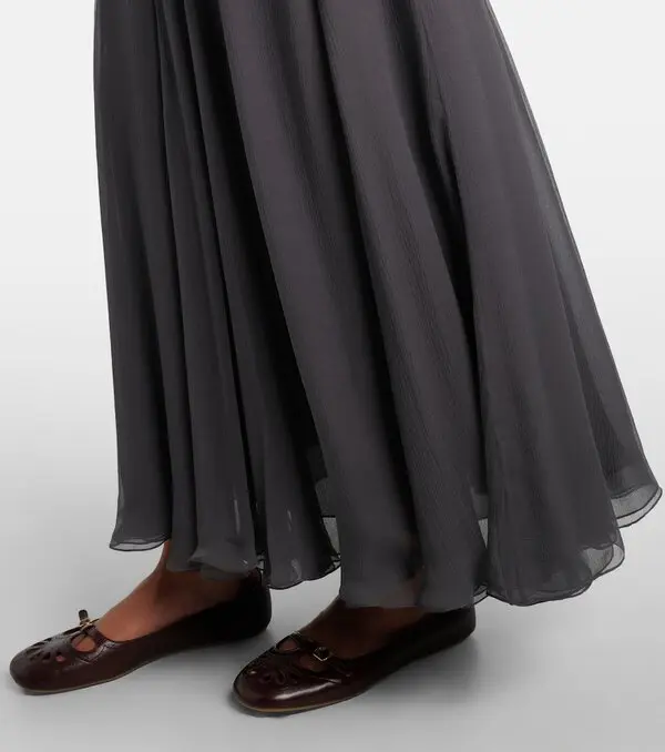 Chloé Paneled High-rise Silk Muslin Maxi Skirt - Grey