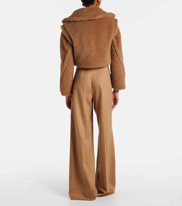 Max Mara Santos Cropped Camel Hair And Silk Jacket - Brown