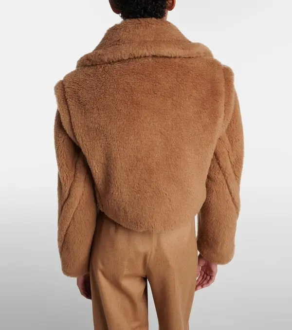 Max Mara Santos Cropped Camel Hair And Silk Jacket - Brown