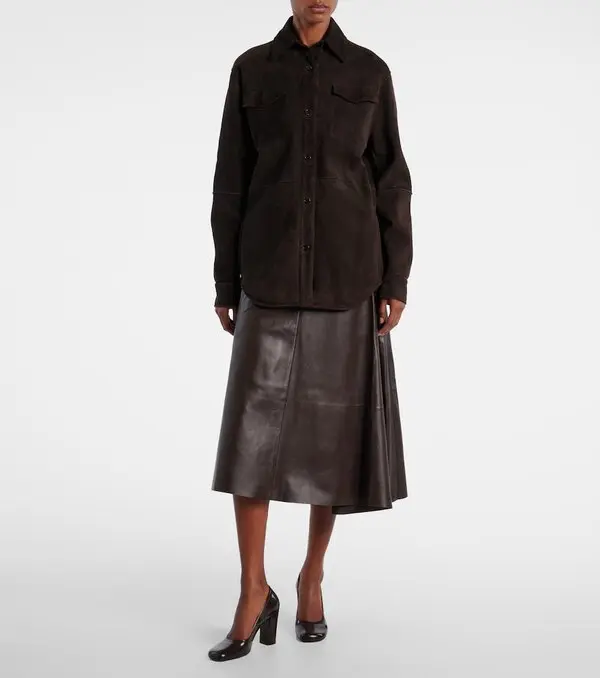 THE ROW Hedora Leather Midi Skirt