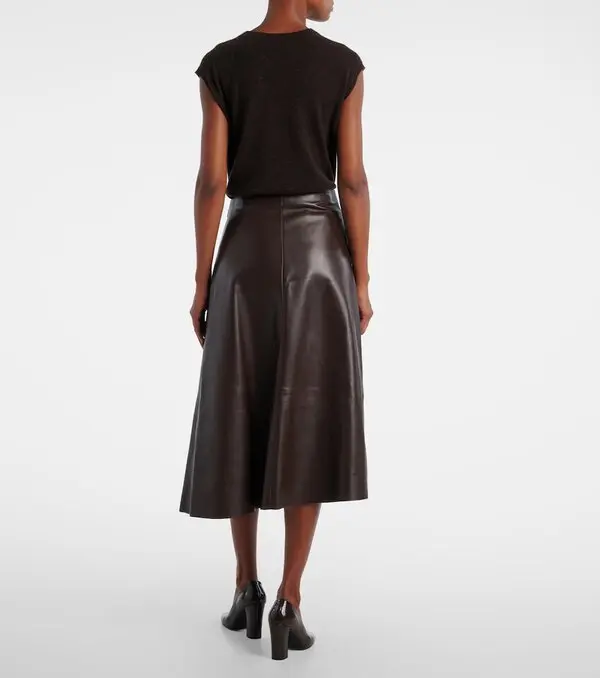 THE ROW Hedora Leather Midi Skirt