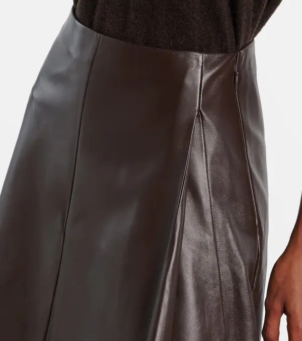 THE ROW Hedora Leather Midi Skirt