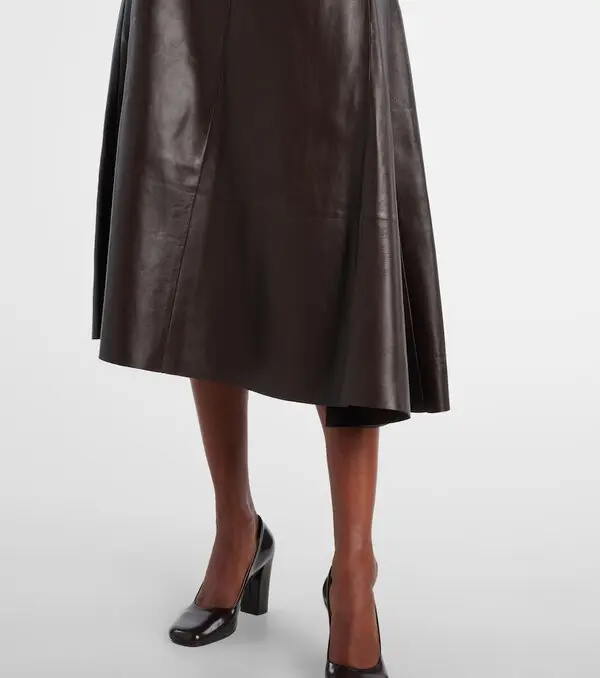 THE ROW Hedora Leather Midi Skirt