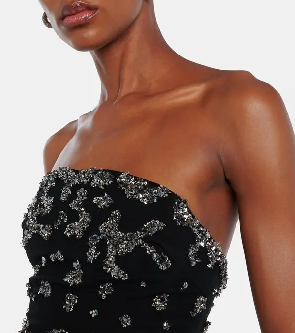 MARMAR HALIM Sequined Crêpe Bustier Gown