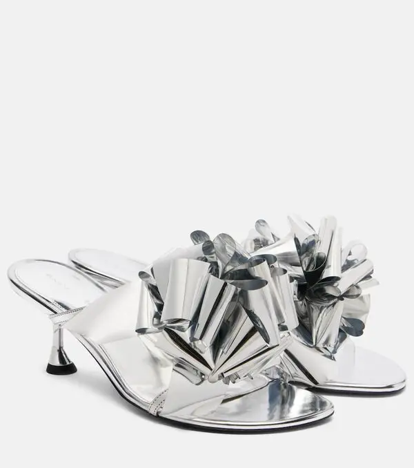 Proenza Schouler Mirrored Leather Mules - Silver