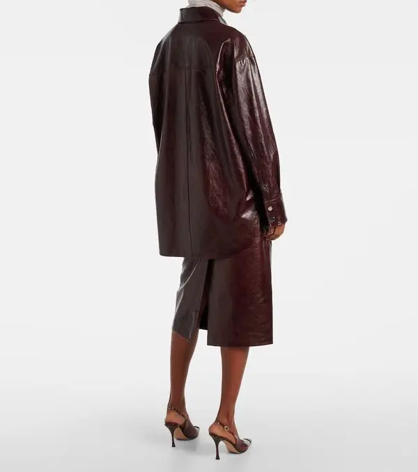 Sportmax Borel Leather Overshirt - Burgundy