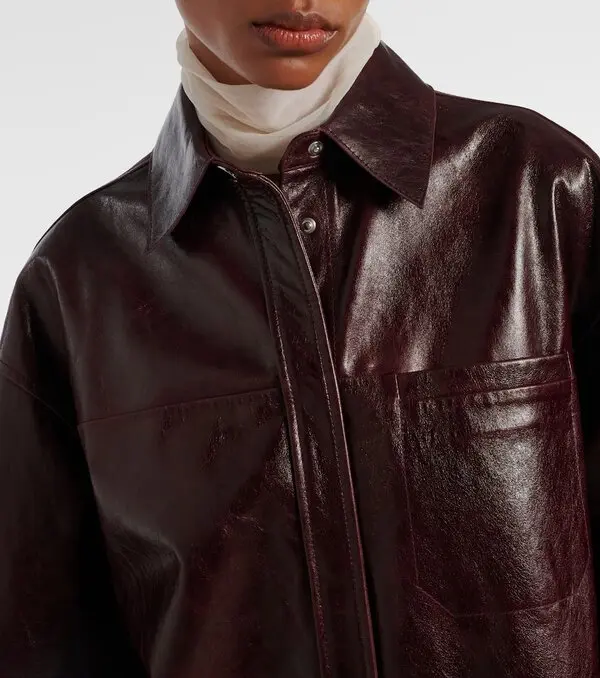 Sportmax Borel Leather Overshirt - Burgundy