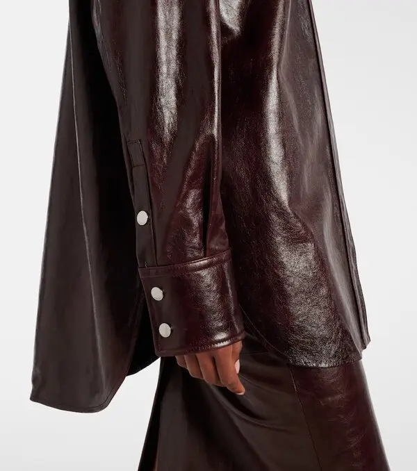 Sportmax Borel Leather Overshirt - Burgundy