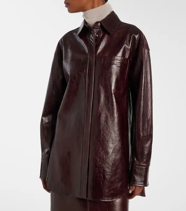 Sportmax Borel Leather Overshirt - Burgundy