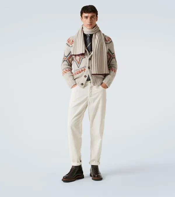 Brunello Cucinelli Ribbed-knit Cashmere Scarf - Beige