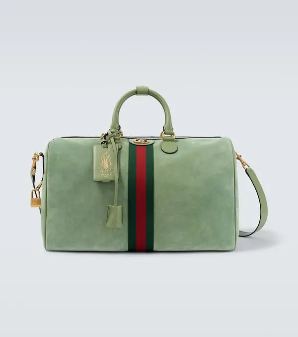 Gucci Savoy Medium Suede Duffle Bag - Green