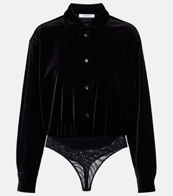 Max Mara Cotton Velvet Bodysuit - Black