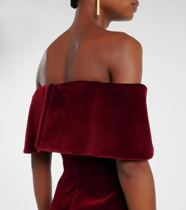 burgundy emilia wickstead dress Burgundy Off Shoulder Maxi Dress with Ruffles main image 0