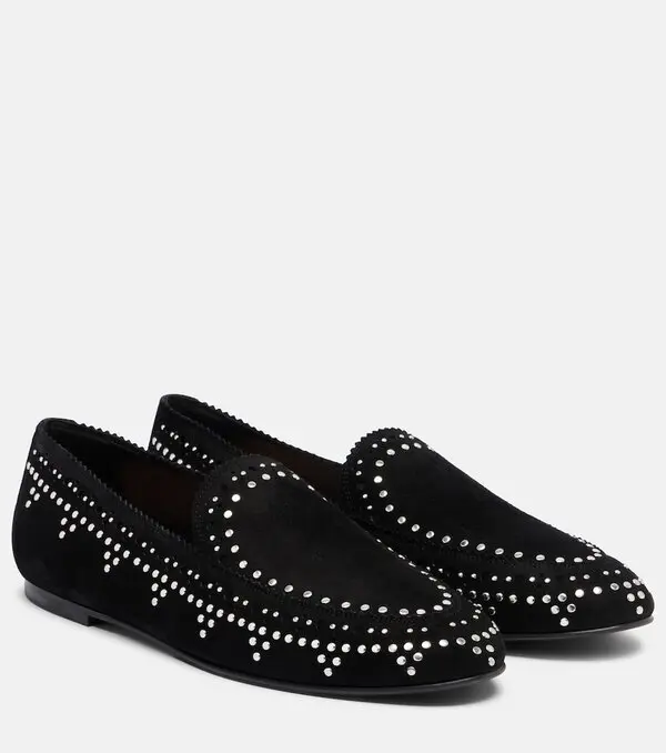 AQUAZZURA Skye Studded Loafers - Black