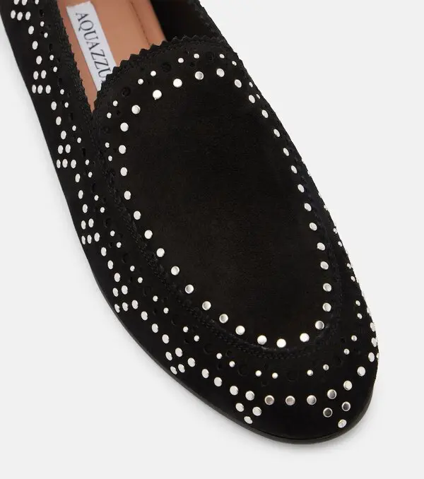 AQUAZZURA Skye Studded Loafers - Black
