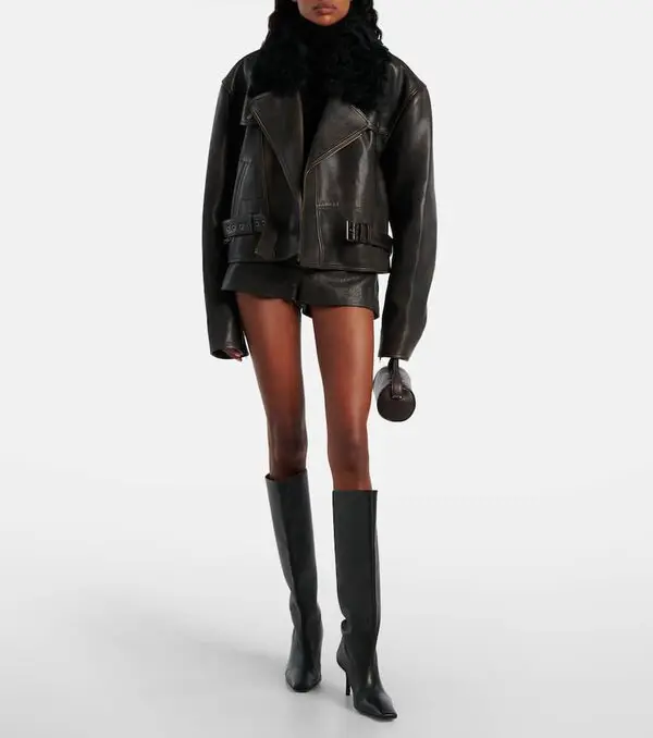 Alex Perry Low-rise Leather Micro Shorts