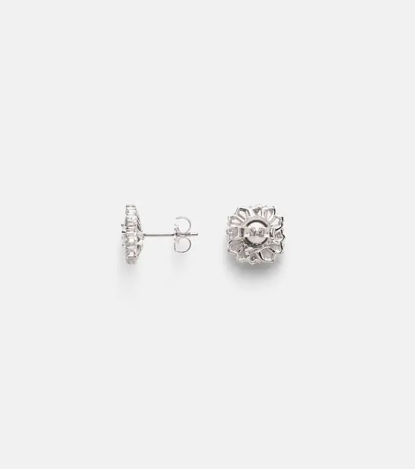 SUZANNE KALAN Princess Burst 18kt White Gold Stud Earrings With Diamonds
