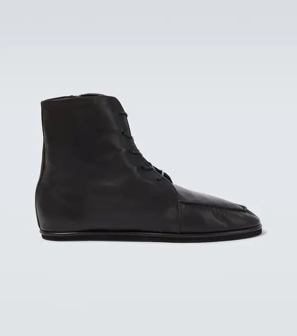 Auralee Leather Derby Boots - Black