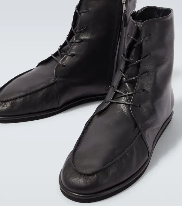 Auralee Leather Derby Boots - Black