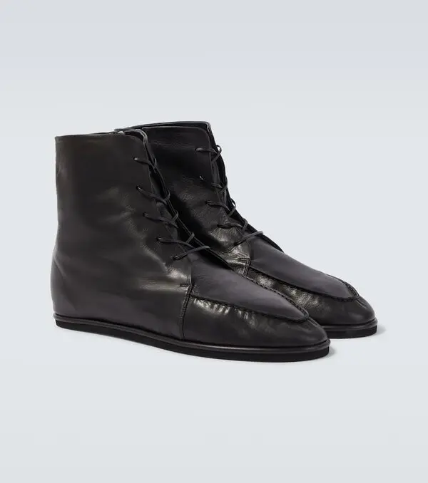 Auralee Leather Derby Boots - Black
