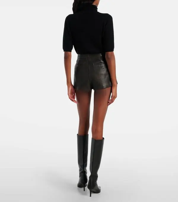 Alex Perry Low-rise Leather Micro Shorts