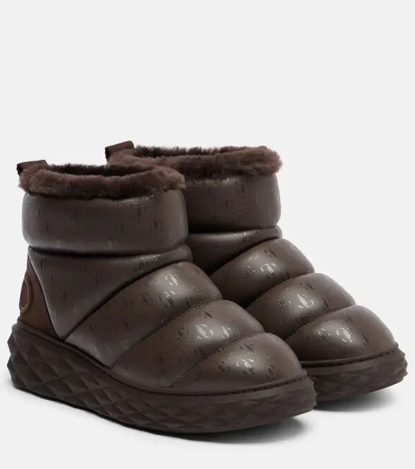 JIMMY CHOO Shearling-lined Leather Snow Boots - Brown