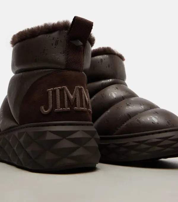 JIMMY CHOO Shearling-lined Leather Snow Boots - Brown